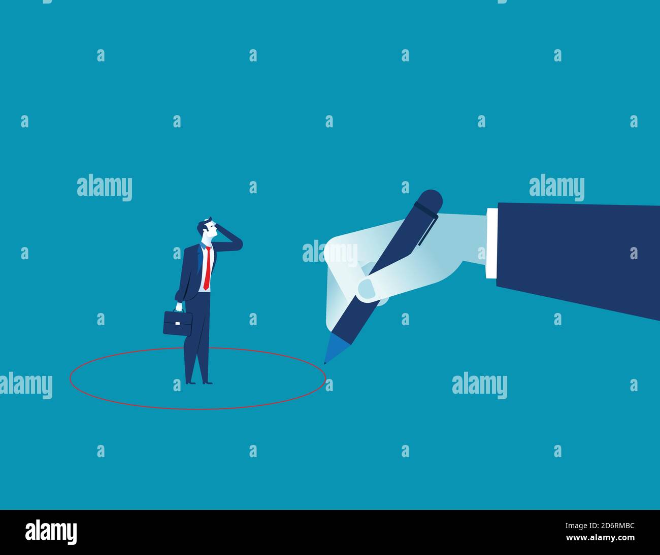 Manager drawing red circle around businessman. Concept business ...