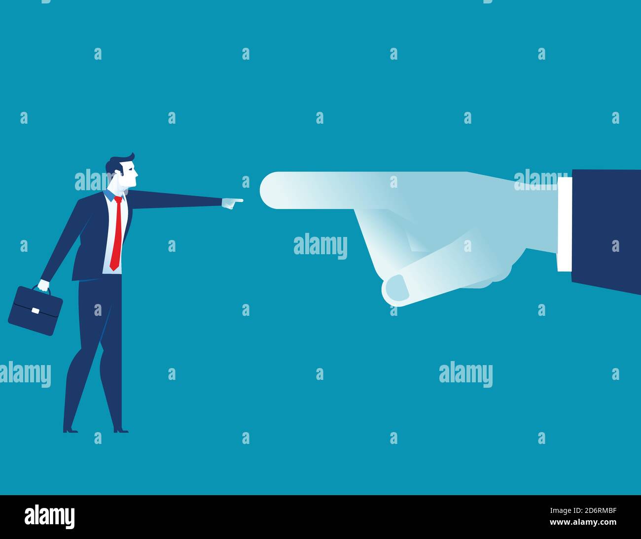Manager big finger pointing at the small businessman. Concept business ...