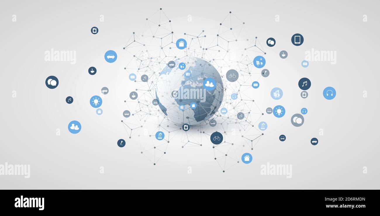 Internet of Things, Cloud Computing Design Concept with Earth Globe and ...