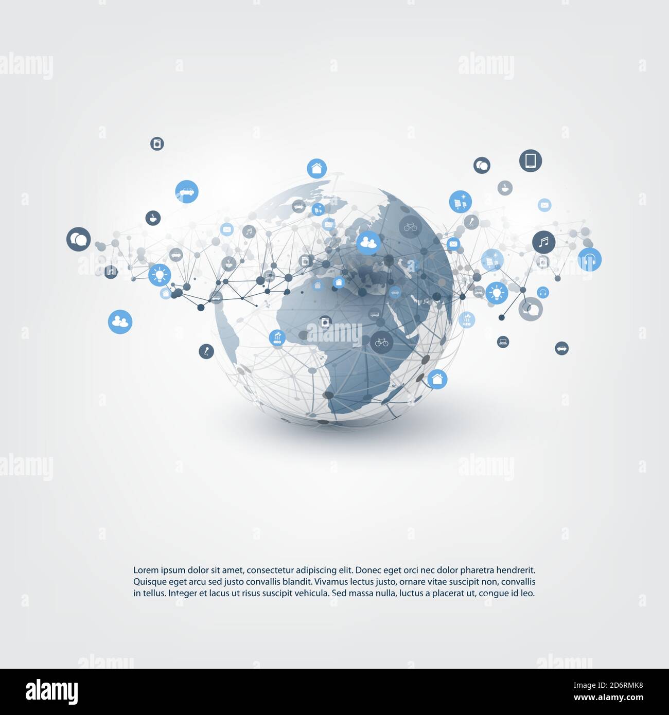 Internet of Things, Cloud Computing Design Concept with Earth Globe and Icons - Global Digital ...