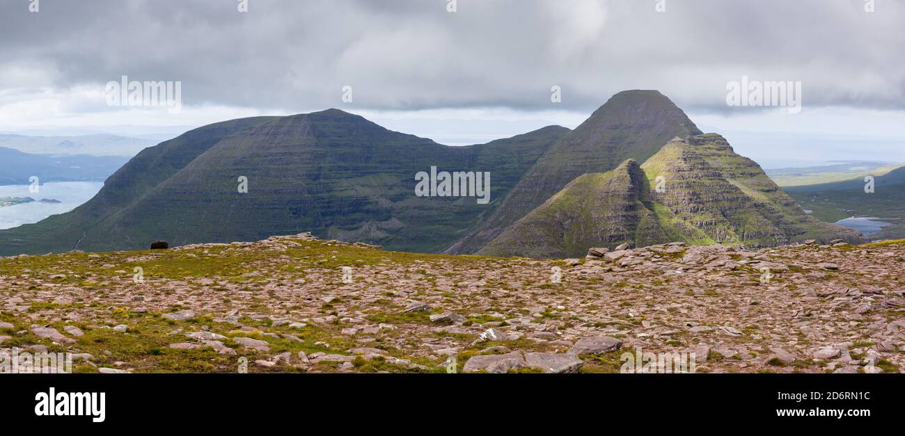 Beinn Alligin and the 'Horns of Alligin' from Beinn Dearg, Torridon ...
