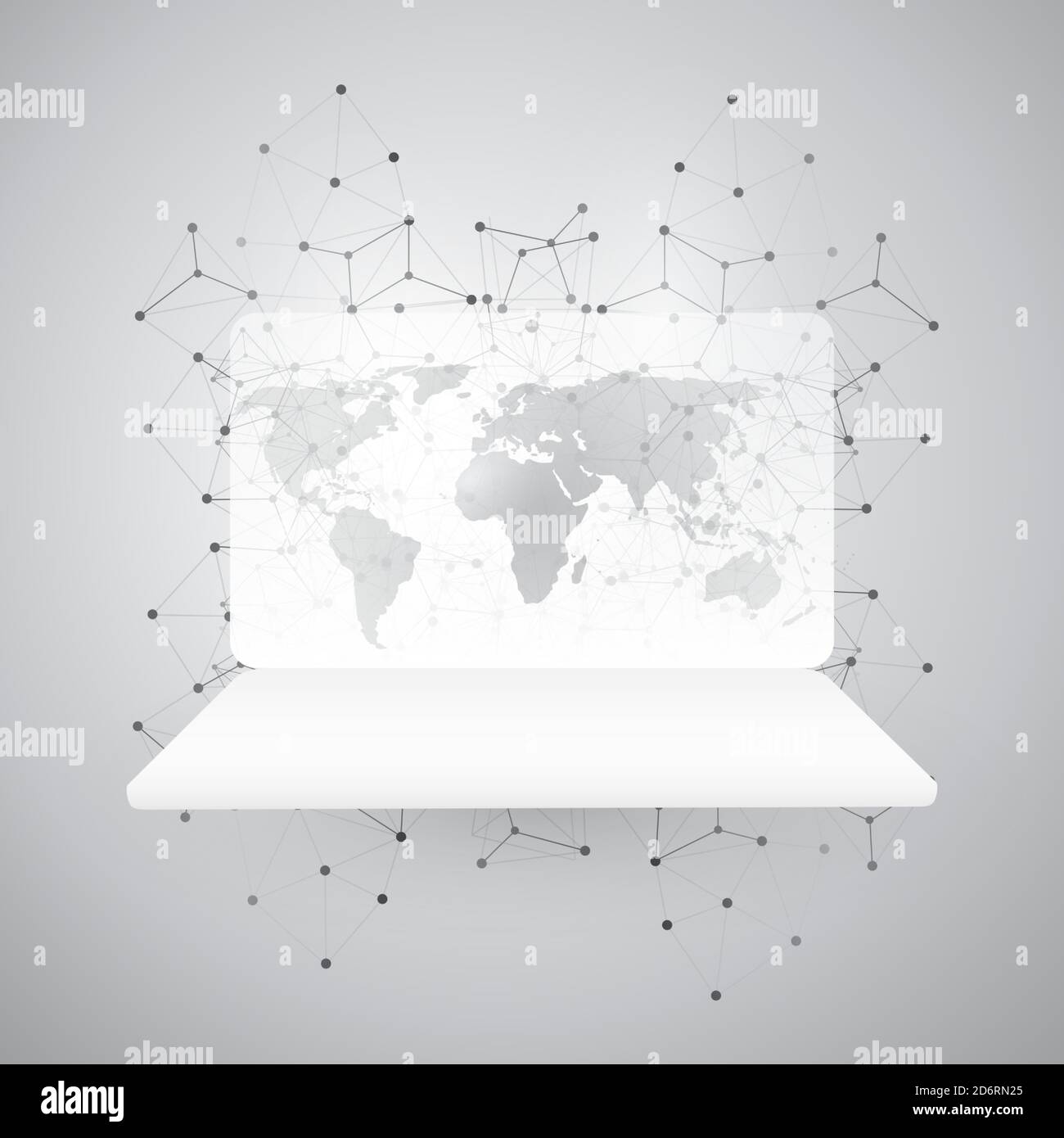 Modern Style Global Networks Design with Network Mesh and Laptop ...