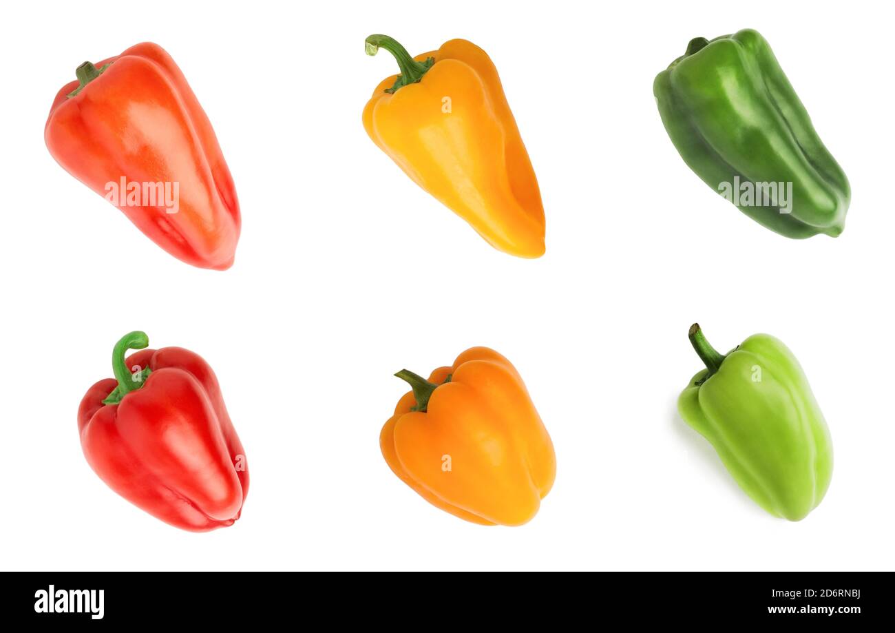 Set of sweet peppers (sweet, capsicum, pepper) isolated on a white ...