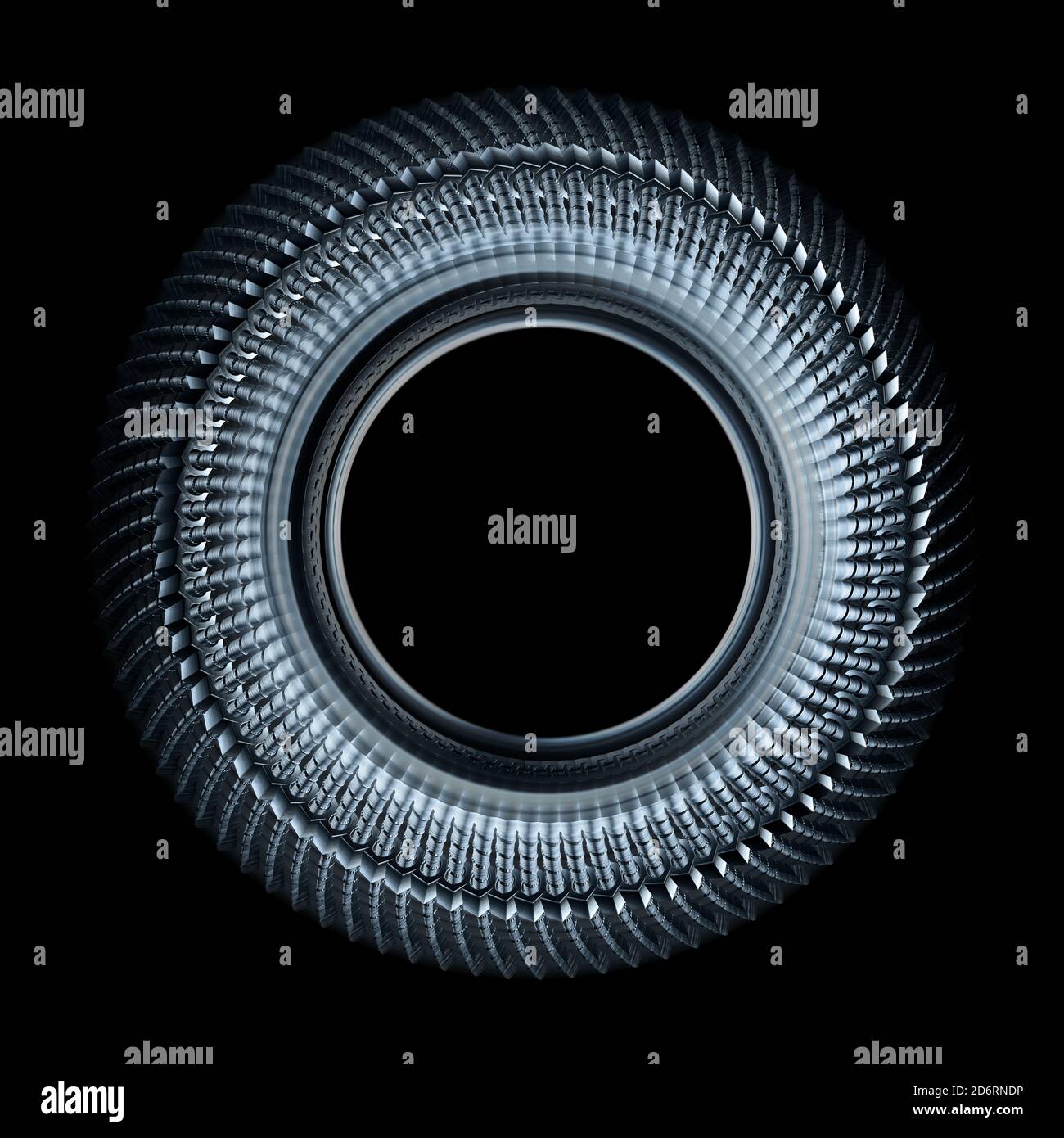 Sci-Fi Ring Isolated On Black Background. Mechanical, Robotic Gear ...