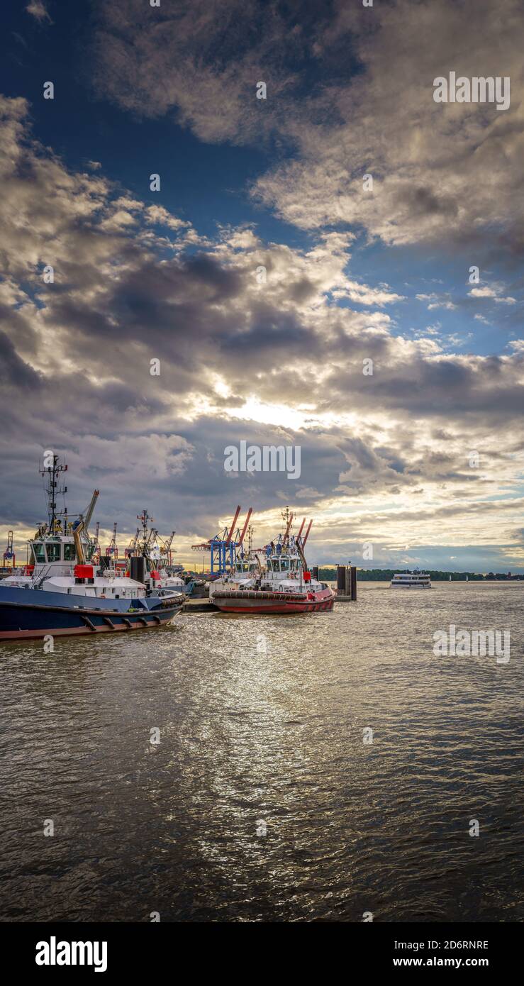 Container ship at the jetty in the port of hamburg hi-res stock ...