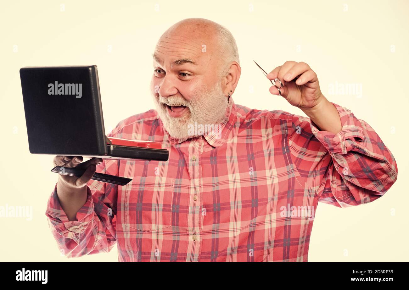 Professional scissors. Grooming beard set. Barbershop concept. Man ...