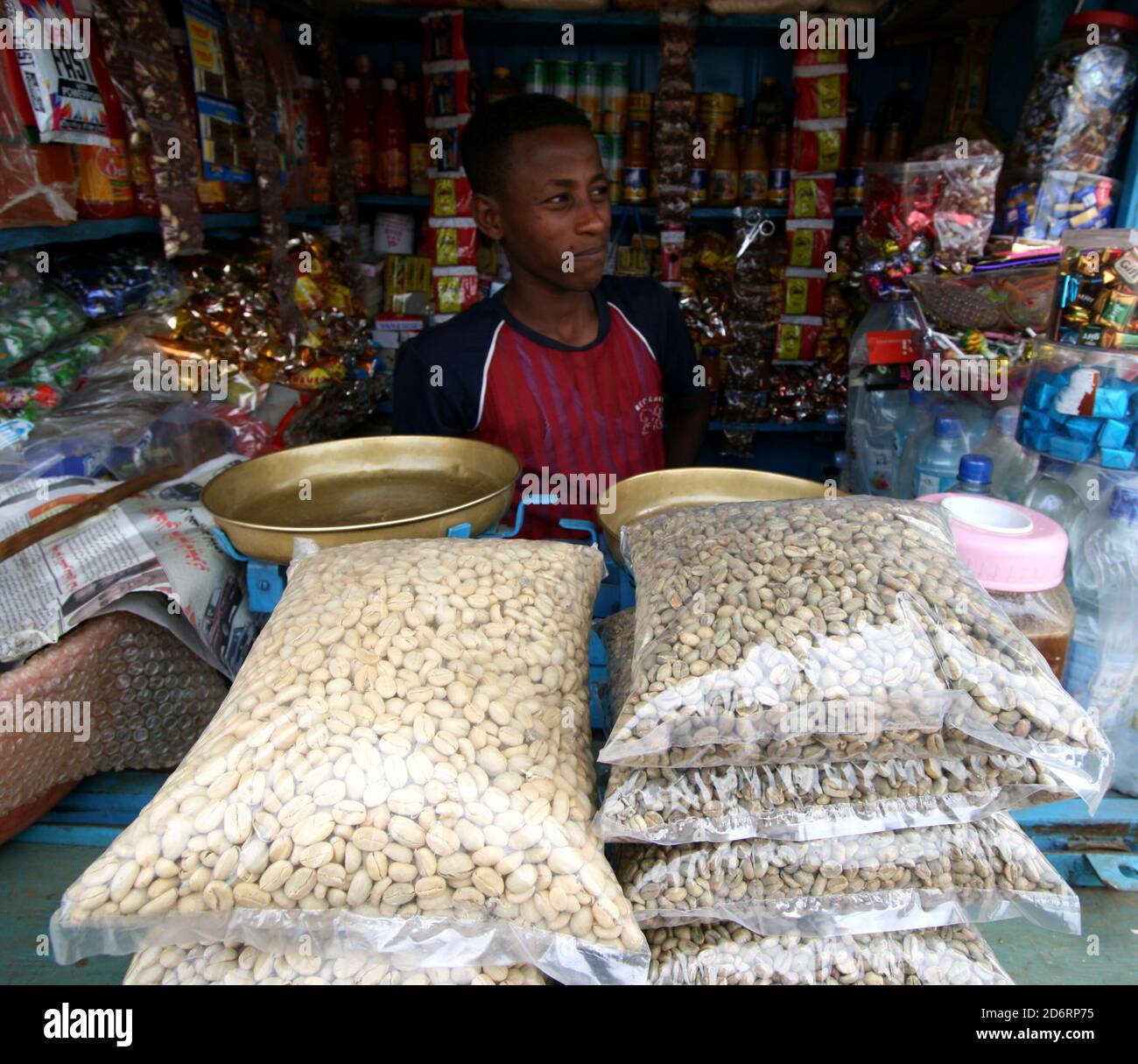 A raw coffee bean retailer in Jimma, Kaffa, Ethiopia Stock Photo - Alamy
