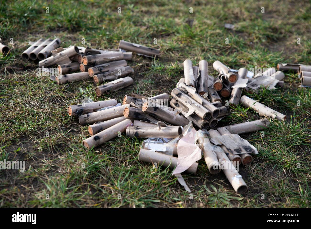 New Year's Eve exploded fireworks is on the grass Stock Photo - Alamy