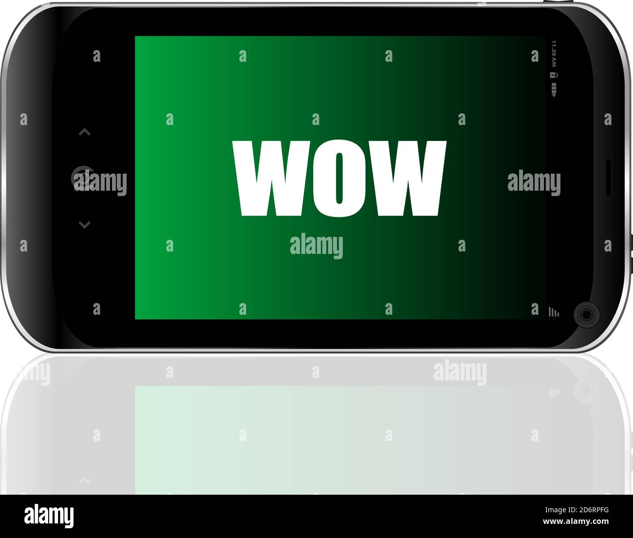wow text, global communication concept . Detailed modern smartphone ...