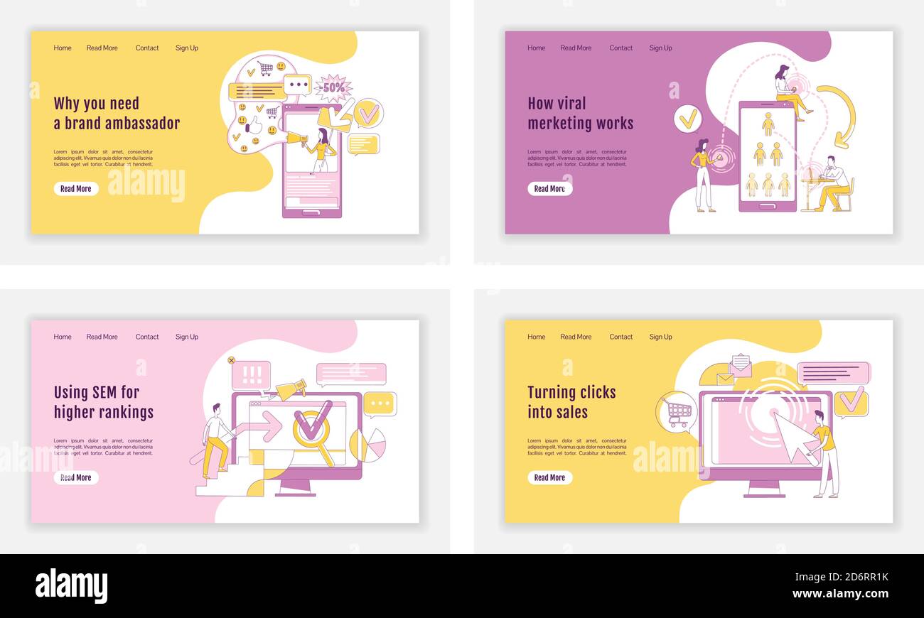 Set of landing page template for digital marketing hi-res stock ...