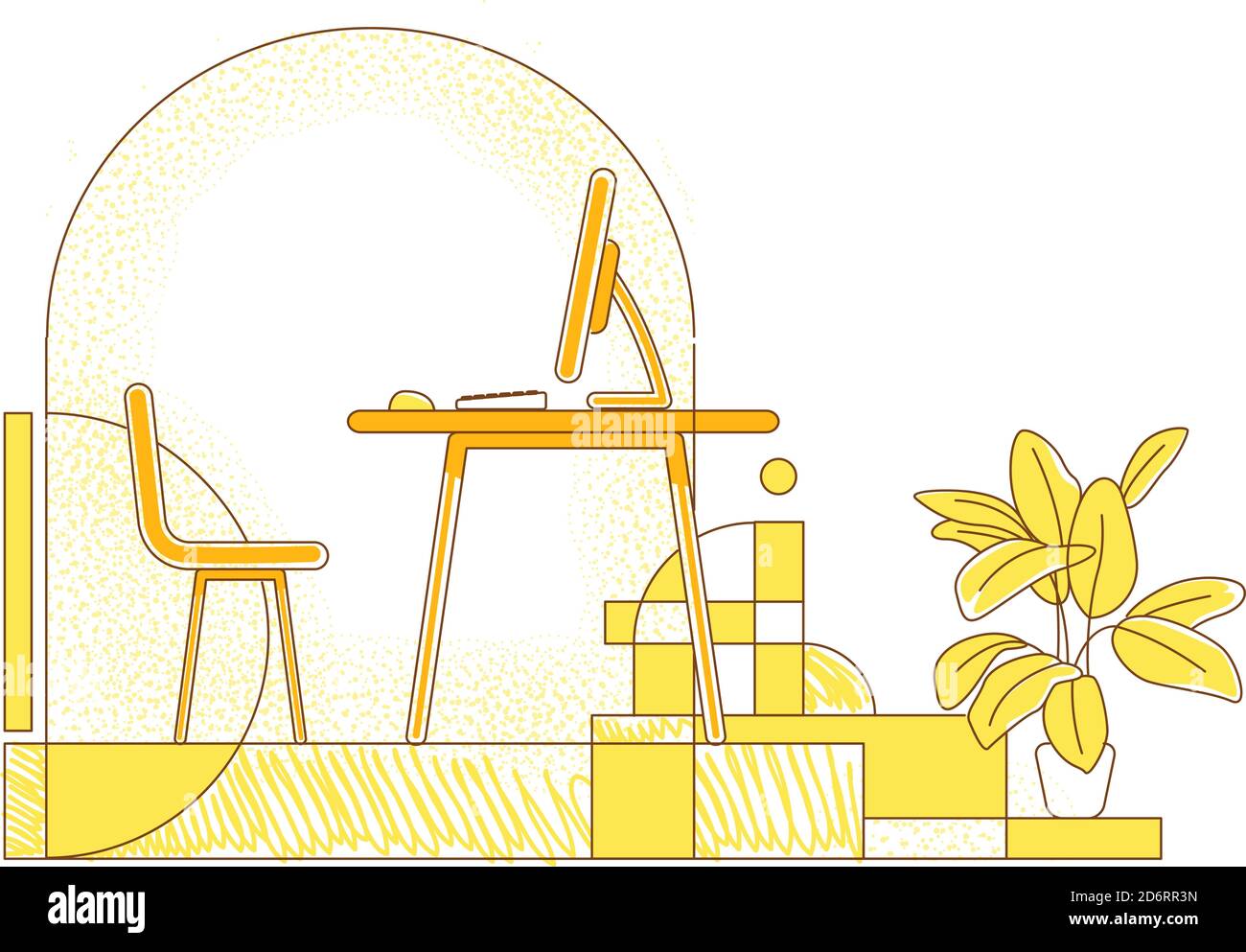 Freelancer workplace flat silhouette vector illustration Stock Vector ...