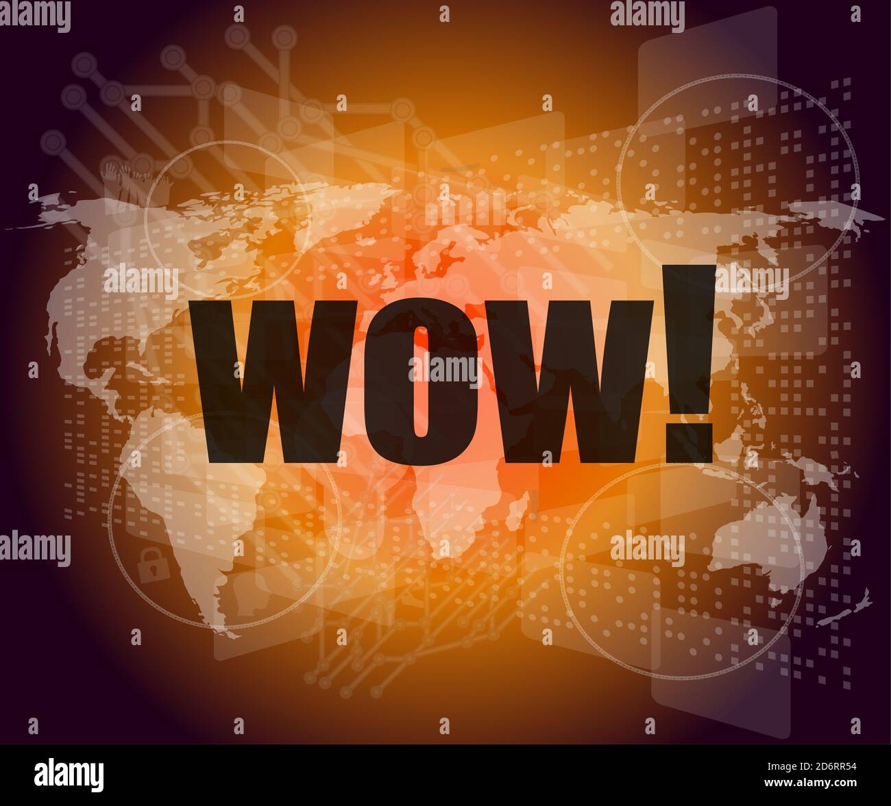 wow word on digital screen, global communication concept Stock Photo ...
