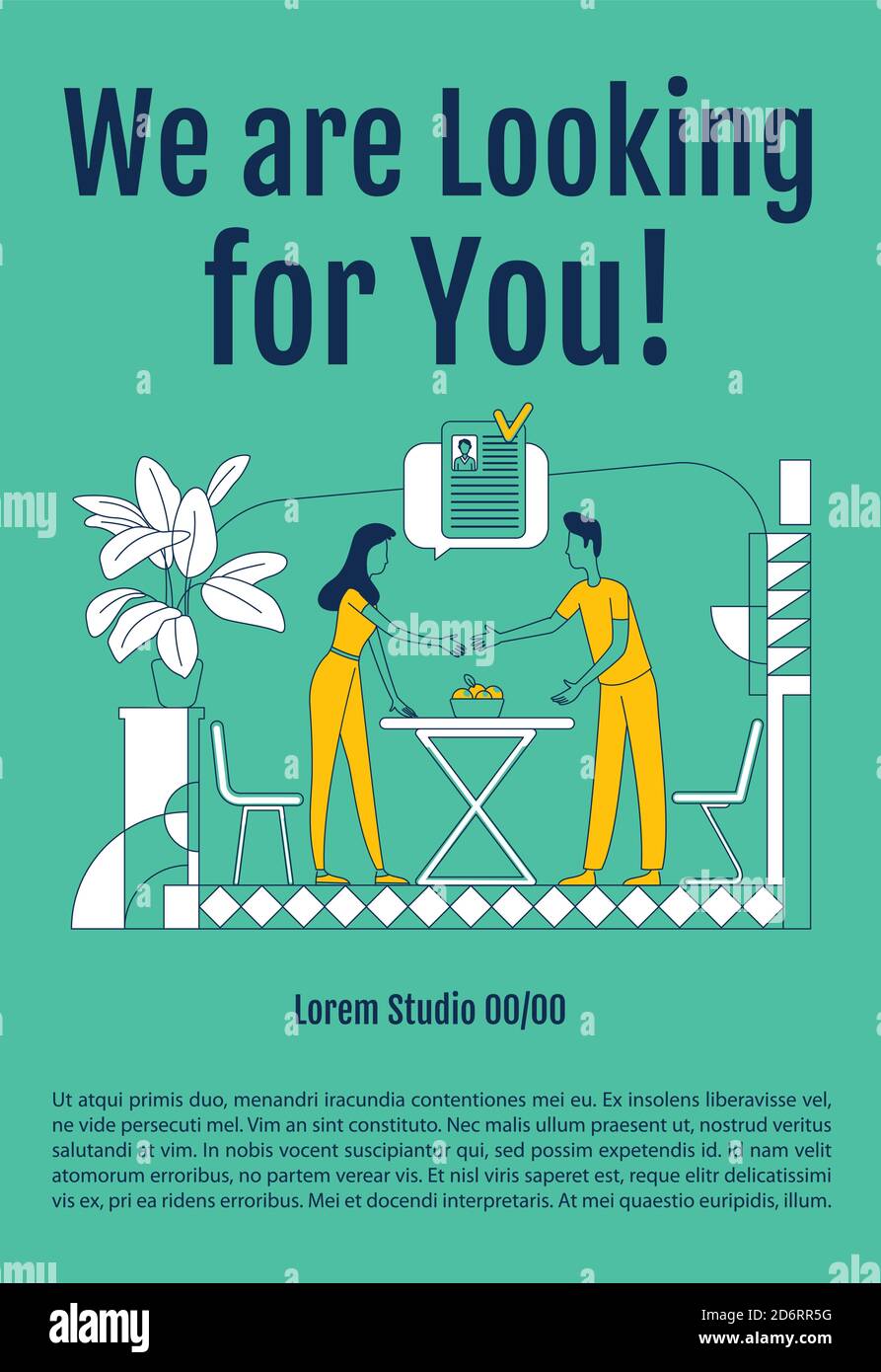 We are looking for you poster flat silhouette vector template Stock ...