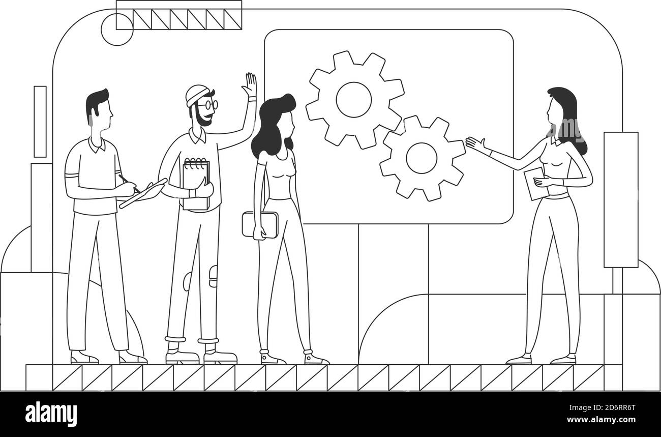 Corporate brainstorming thin line vector illustration Stock Vector ...