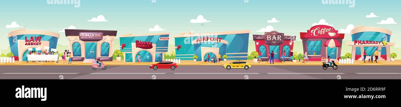 City sidewalk flat color vector illustration Stock Vector Image & Art ...