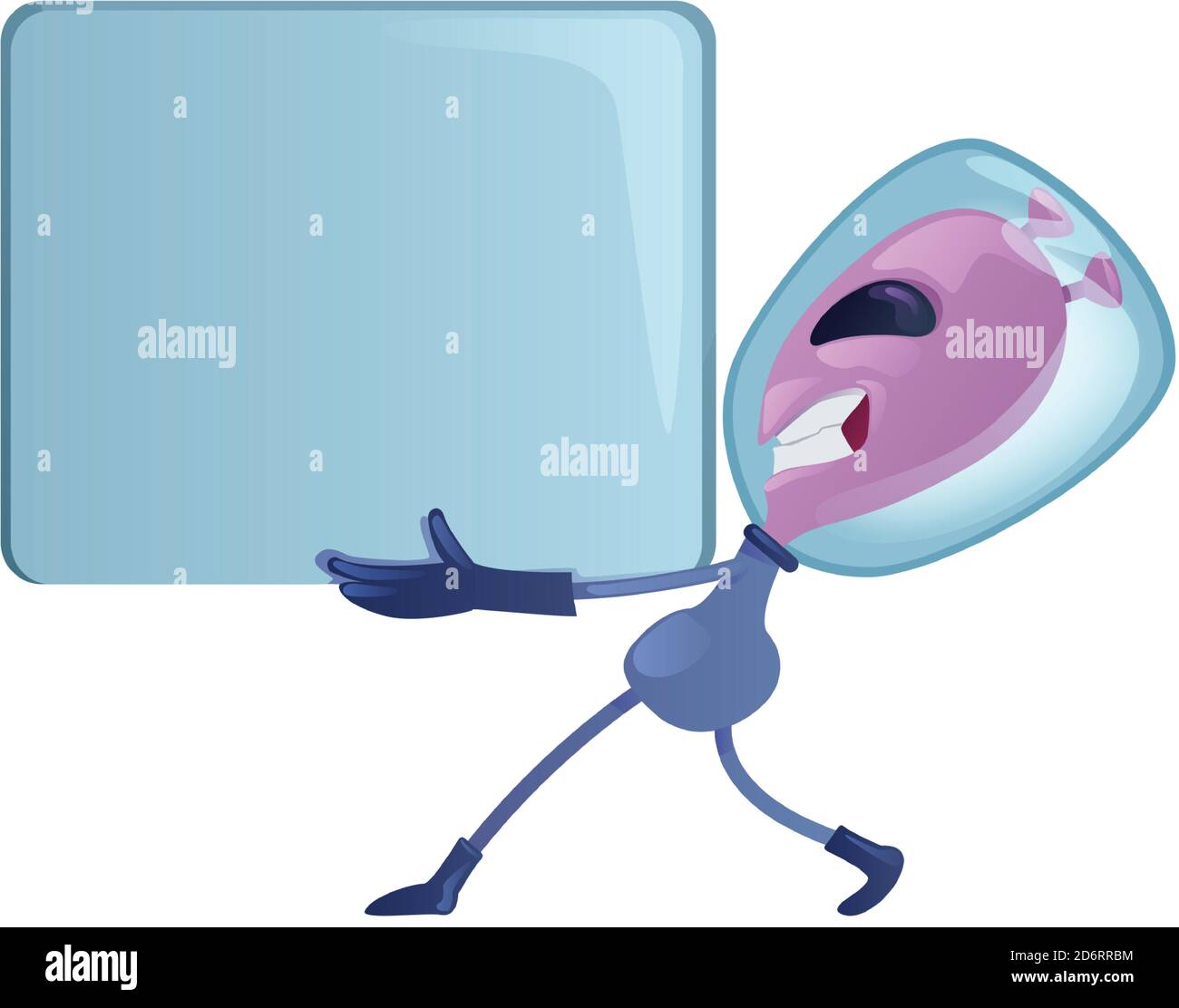 Alien carrying blank banner flat cartoon vector illustration Stock ...