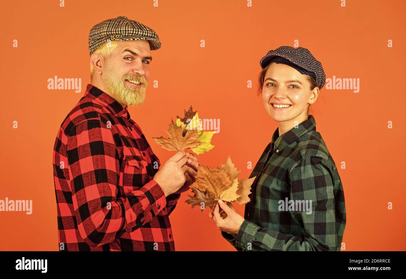 Fall season. Autumn leaves. Farmer family concept. Autumn is coming to ...