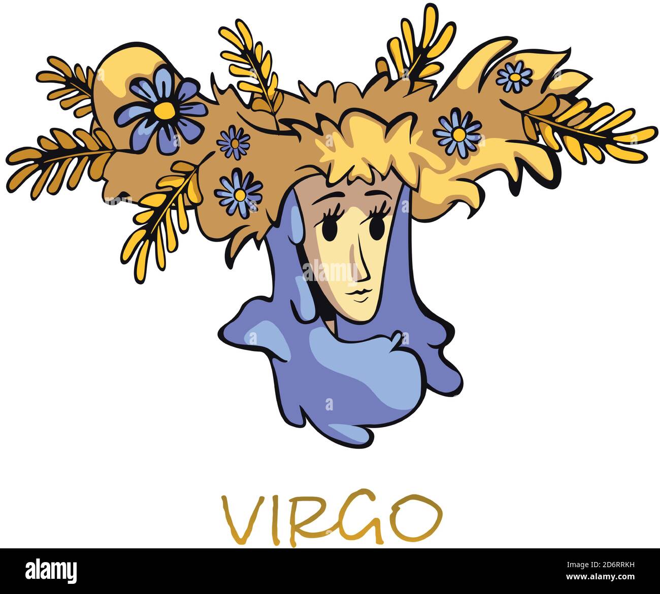 Virgo Zodiac Sign Flat Cartoon Vector Illustration Stock Vector Image
