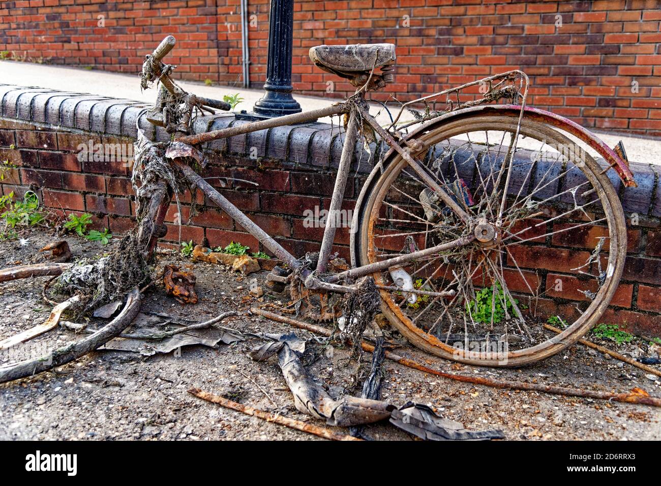 Rusty old bike taking out from a canal - Reading - United Kingdom Stock ...