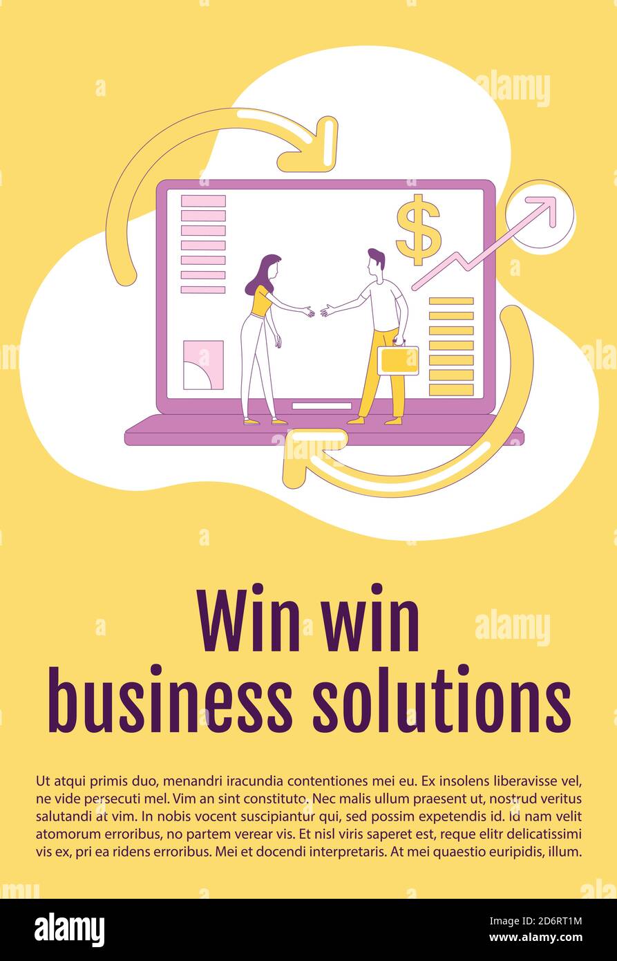 Win win business solution poster flat silhouette vector template Stock ...