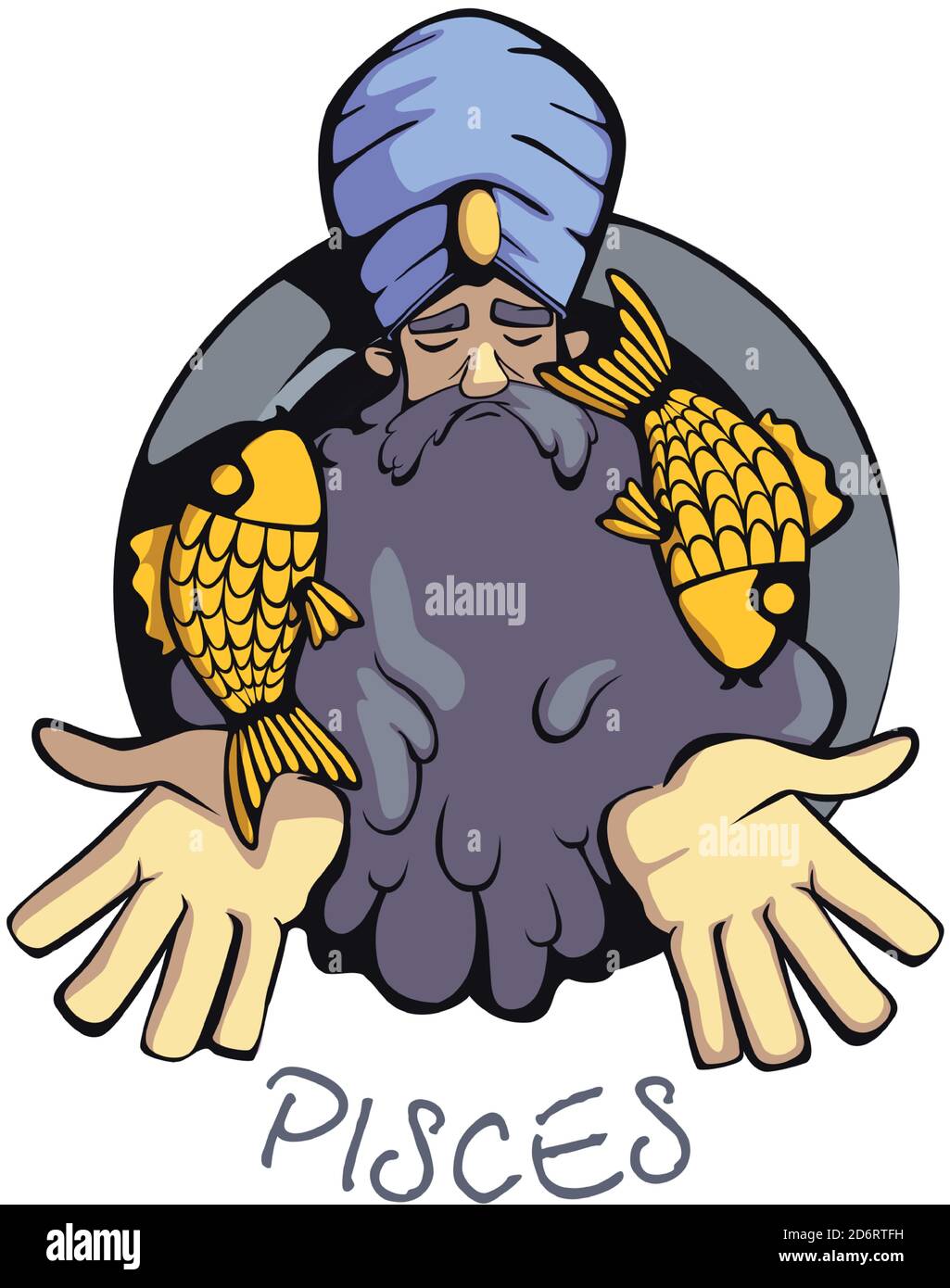 Pisces zodiac sign man flat cartoon vector illustration Stock Vector ...