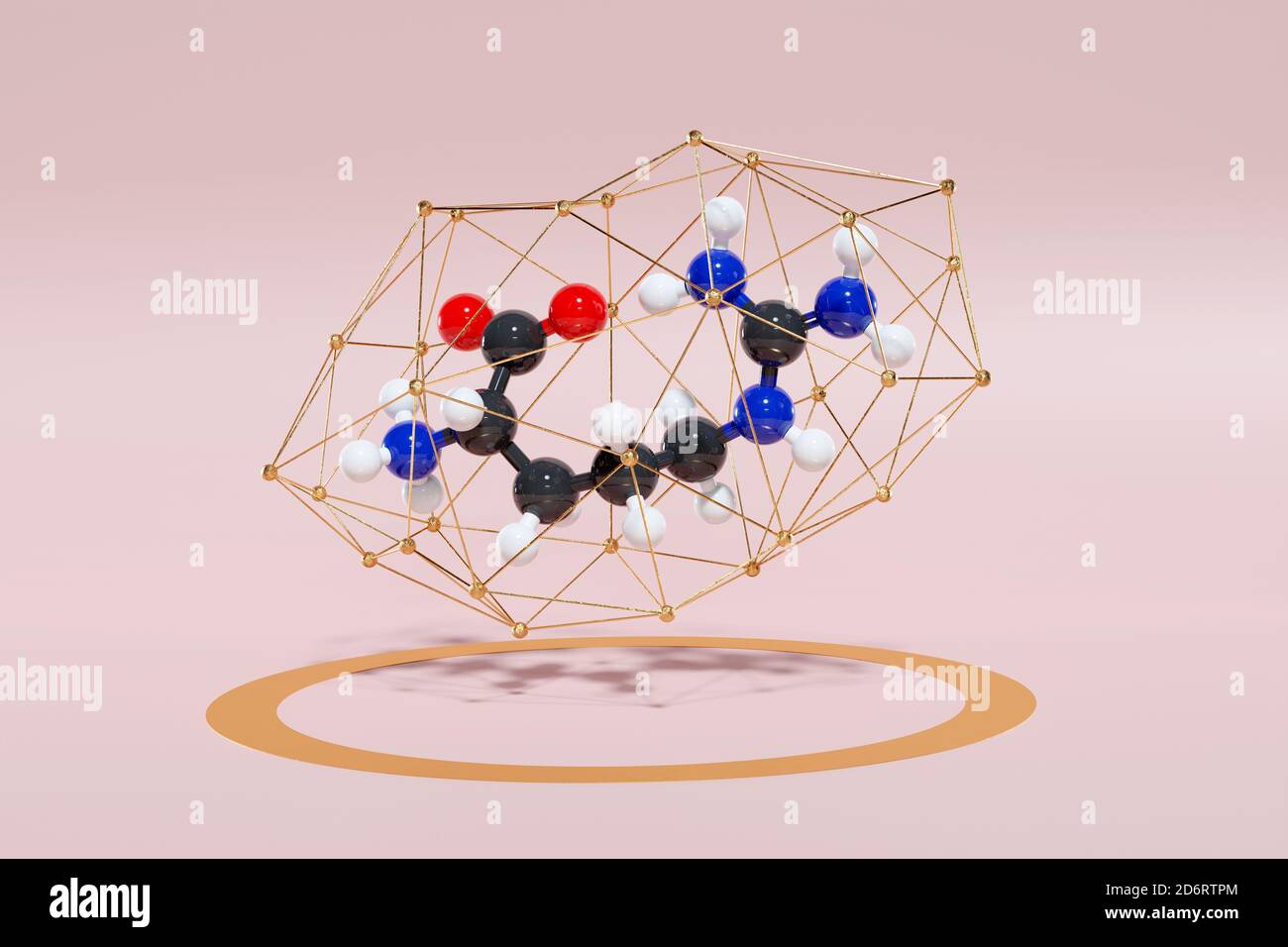 Arginine (L-arginine, Arg, R) amino acid molecule. 3D rendering. Ball ...