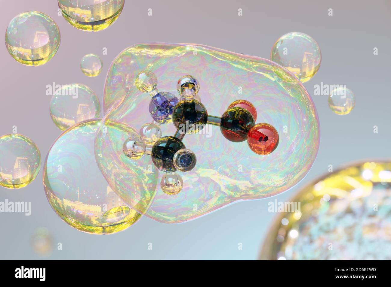 Alanine (L-alanine, Ala, A) amino acid molecule. 3D rendering. Atoms ...