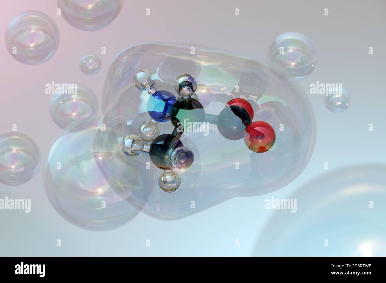 Alanine (L-alanine, Ala, A) amino acid molecule. 3D rendering. Atoms ...