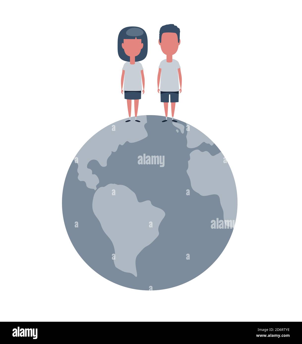 earth day illustration with children over white background Stock Vector ...