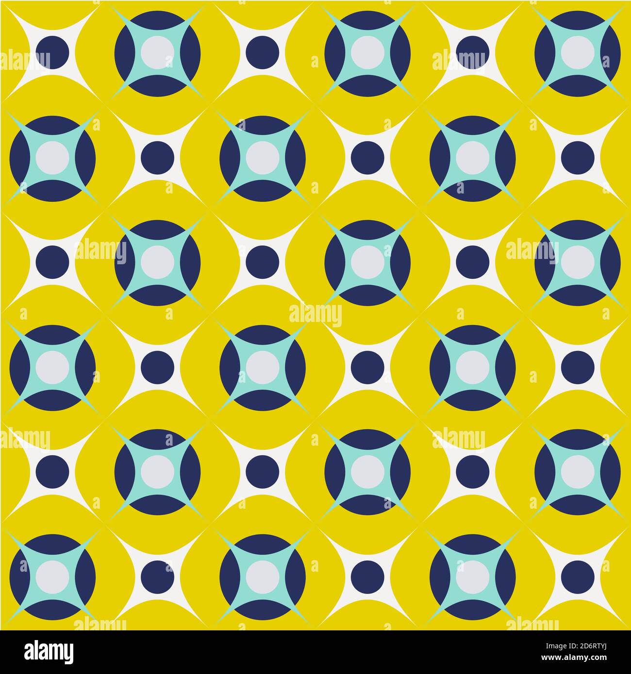 Retro Mid Century Geo Geometric Pattern Vintage Colors Mint Mustard