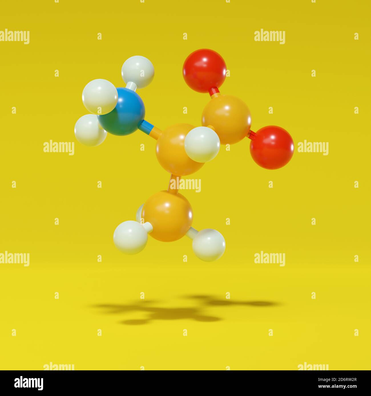 Alanine (L-alanine, Ala, A) amino acid molecule. 3D rendering. Atoms ...