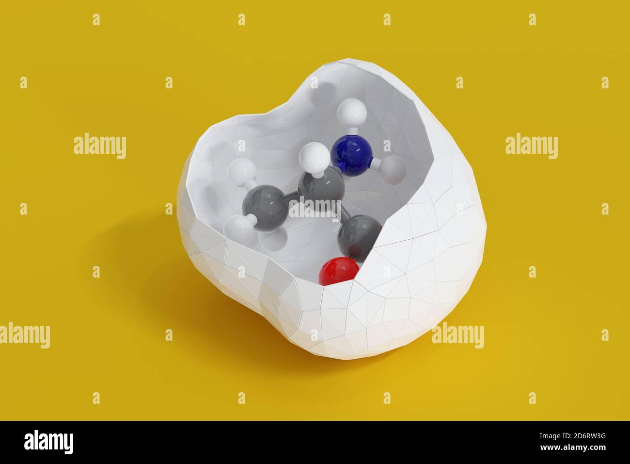 Alanine (L-alanine, Ala, A) amino acid molecule. 3D rendering. Atoms ...