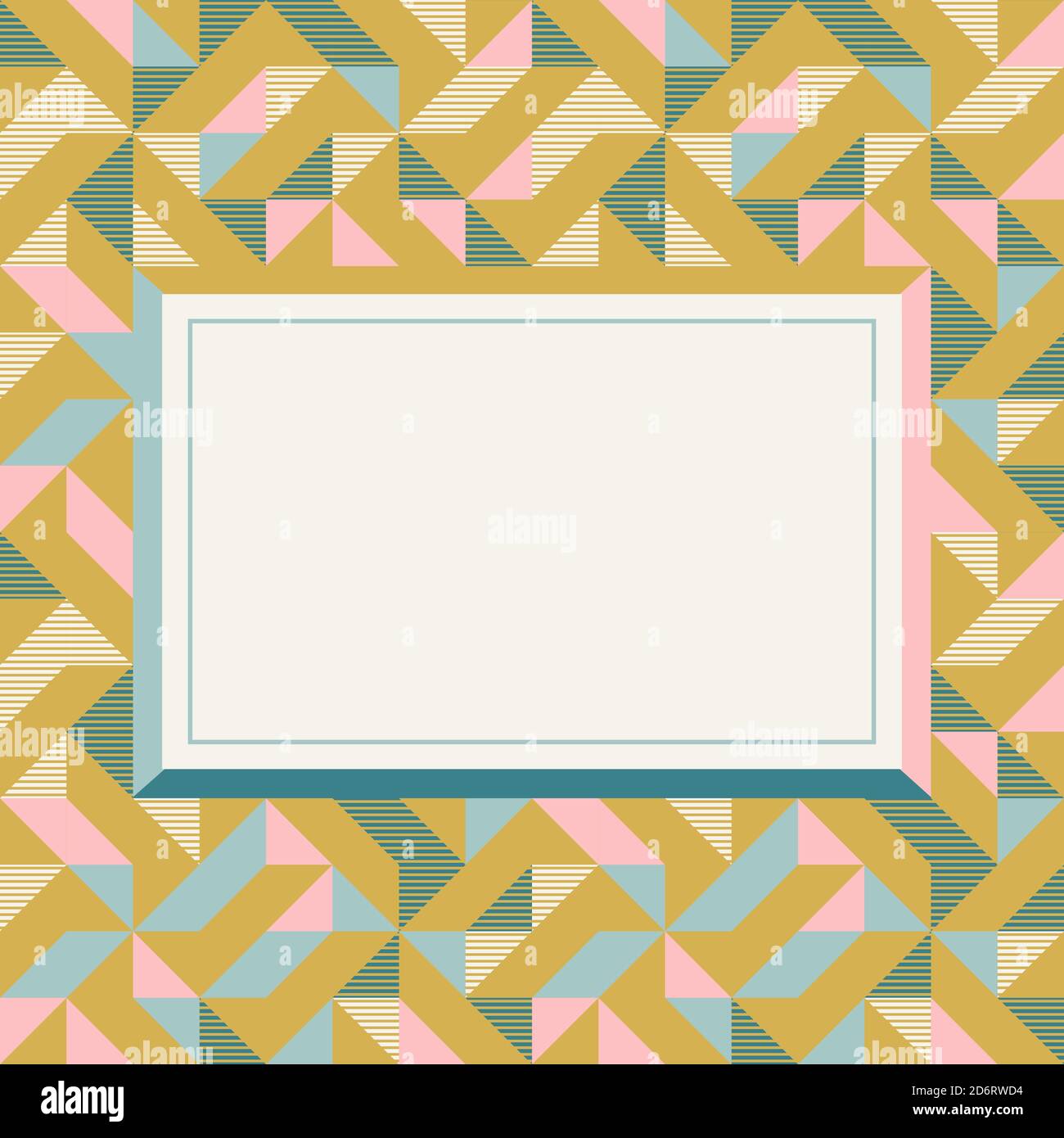 Square frame in retro colors. Abstract geometric background pattern ...