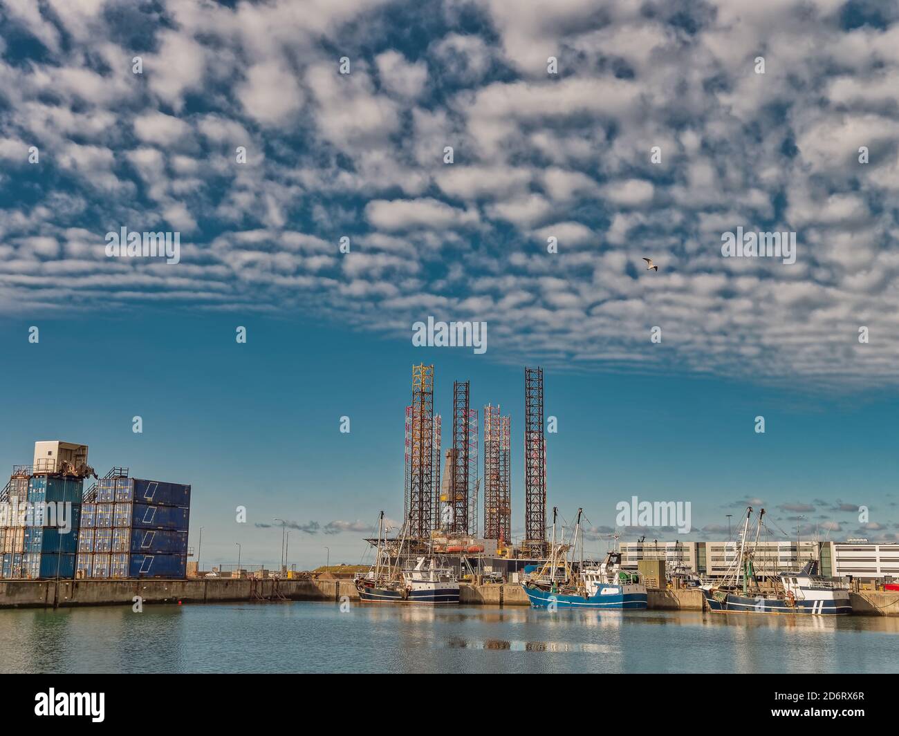 Wind power rigs in Esbjerg harbor. Denmark Stock Photo - Alamy