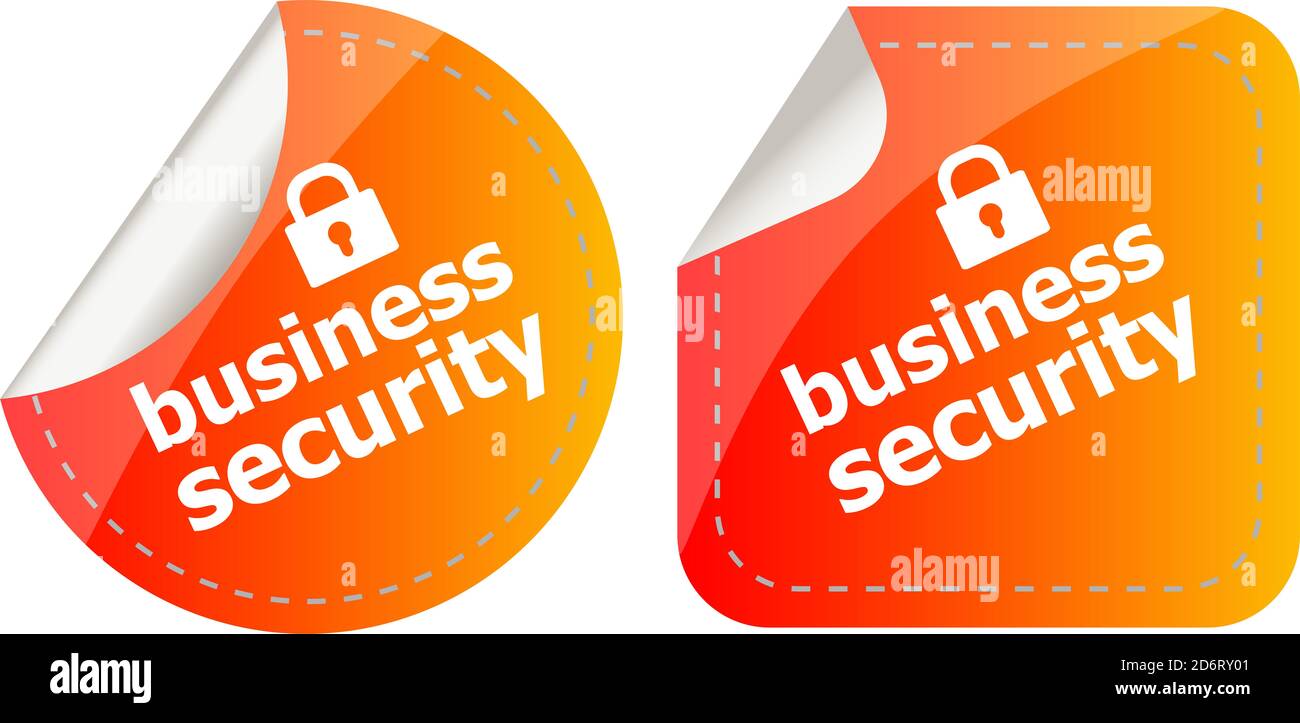 business security stickers label tag set isolated on white Stock Photo ...