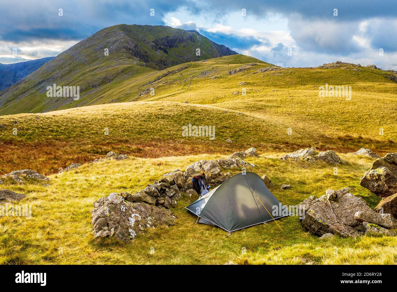 Pillar mountain from Black Sail Pass with a wild camper's tent in ...