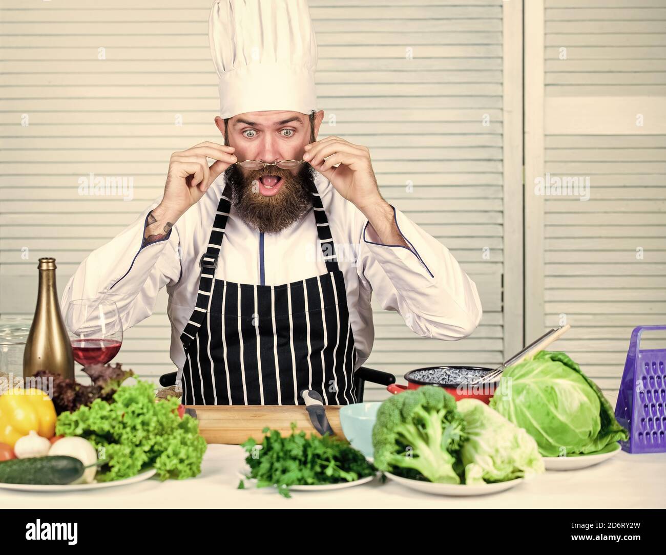 Guy in professional uniform ready cook. Master chef concept. Culinary ...
