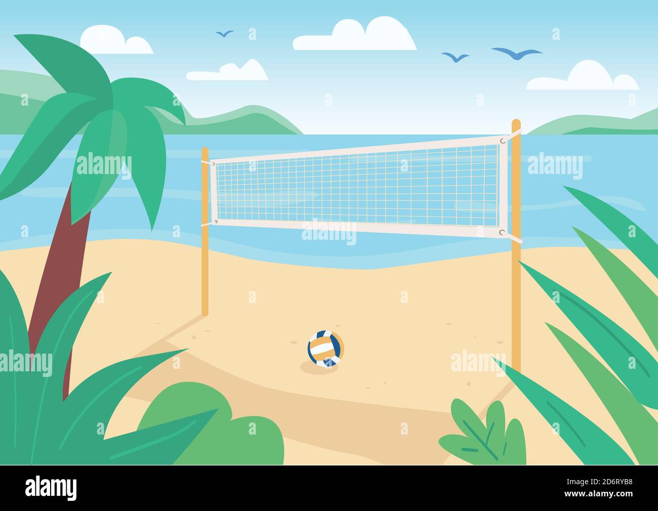 Beach volleyball net flat color vector illustration Stock Vector Image ...