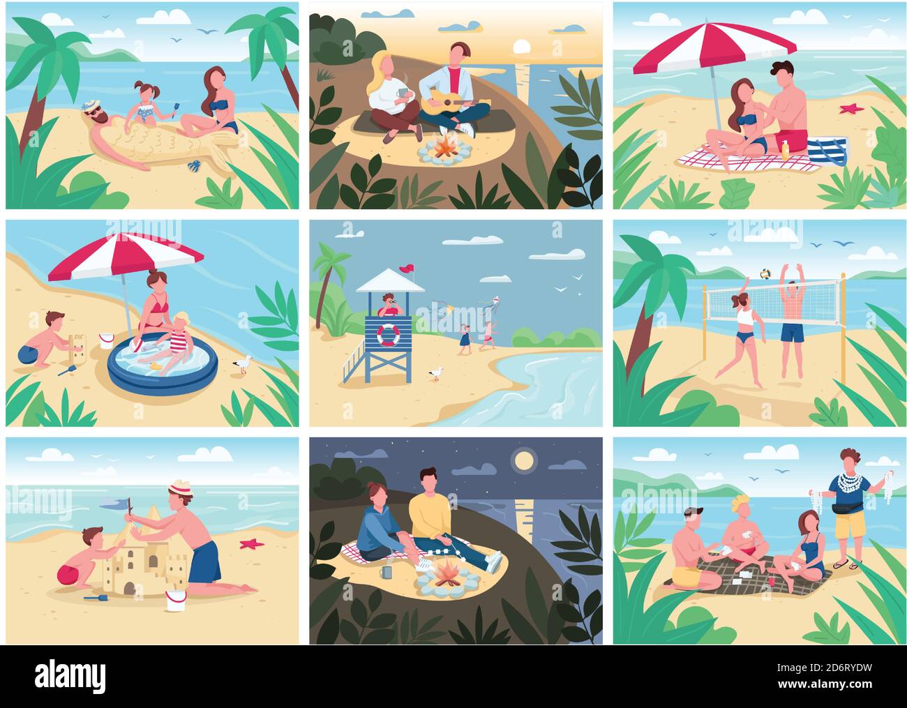 Sunbathe beach view Stock Vector Images - Alamy