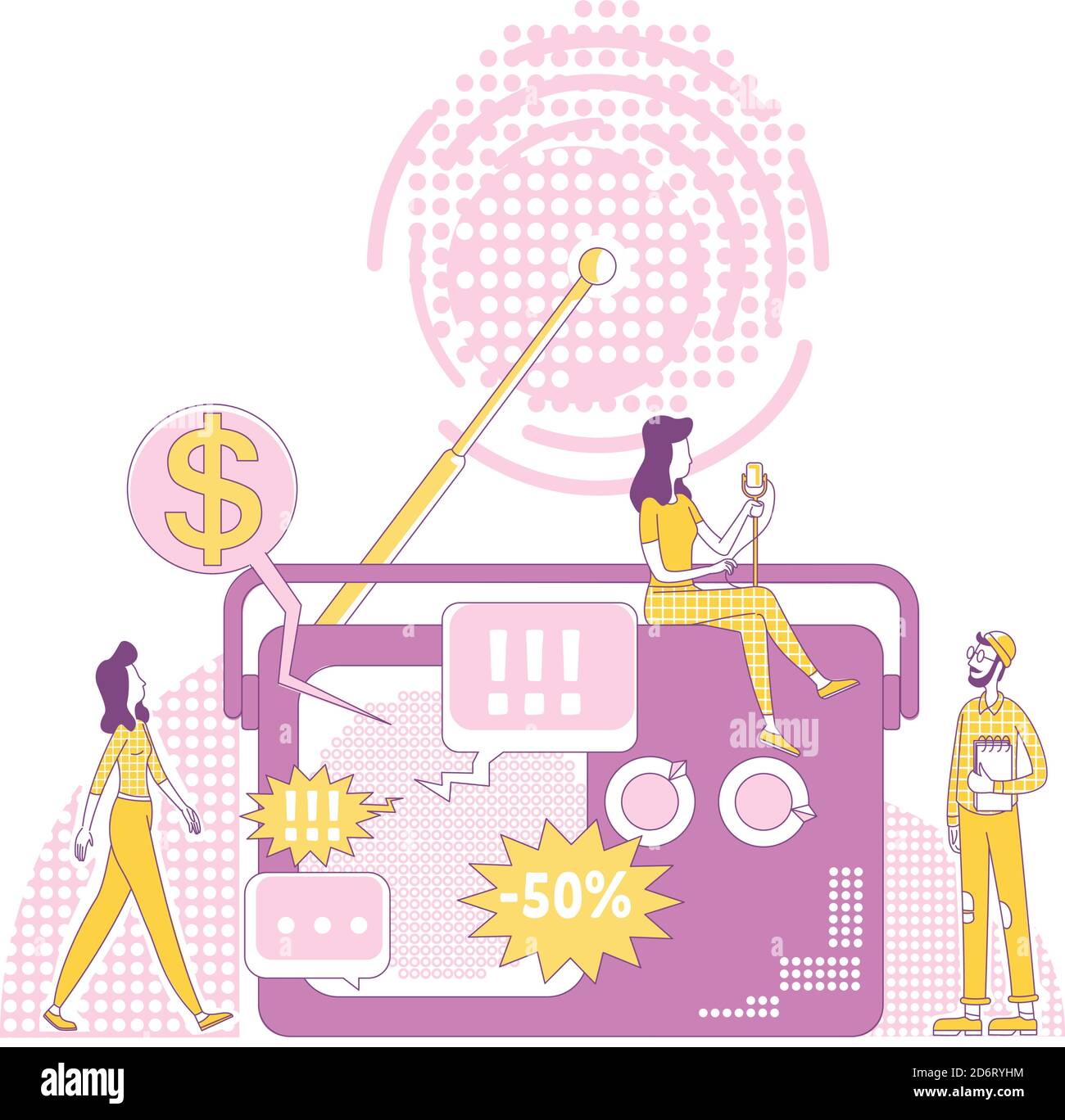 Radio advertising thin line concept vector illustration Stock Vector ...