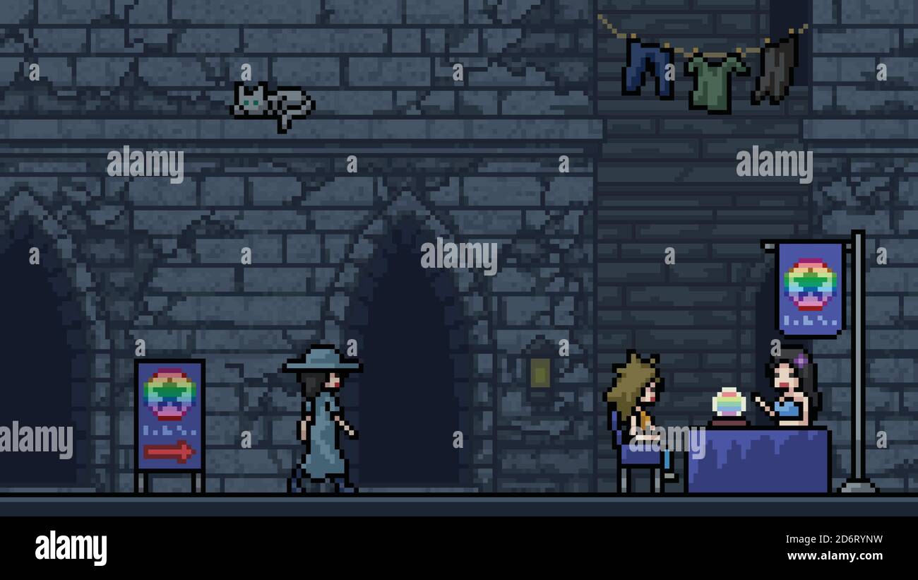 pixel art scene fortune teller alley Stock Vector Image & Art - Alamy