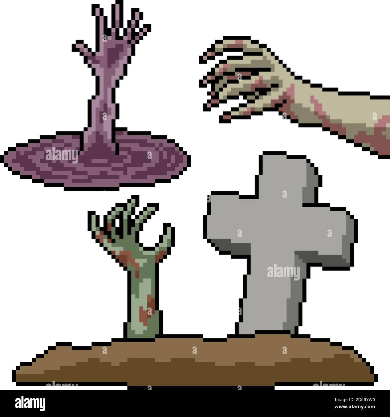 pixel art set isolated horror hand Stock Vector Image & Art - Alamy