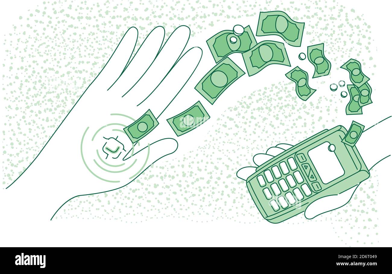Smart microchip embedded in human hand thin line concept vector ...
