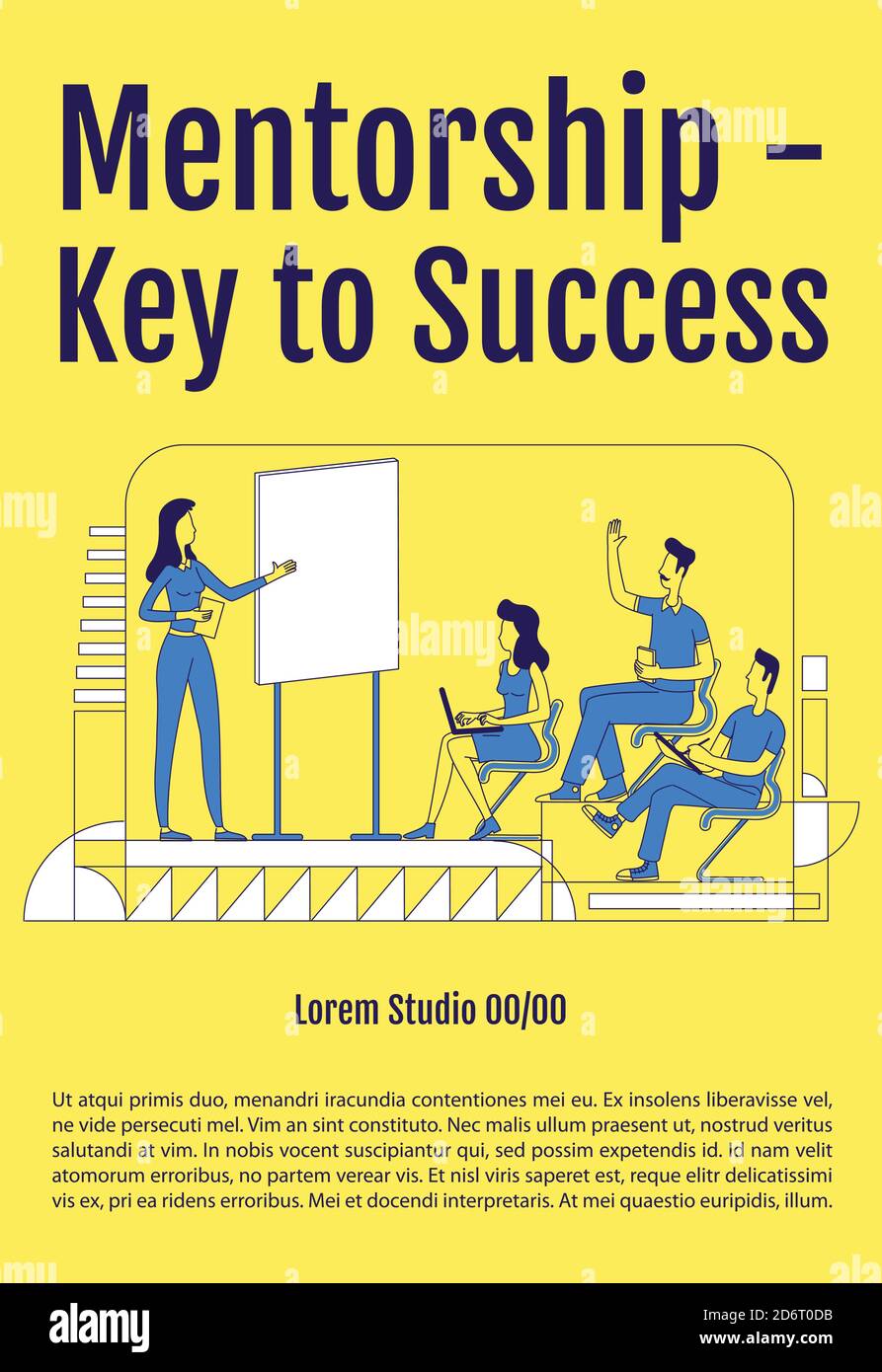 Mentorship is key to success poster flat silhouette vector template ...