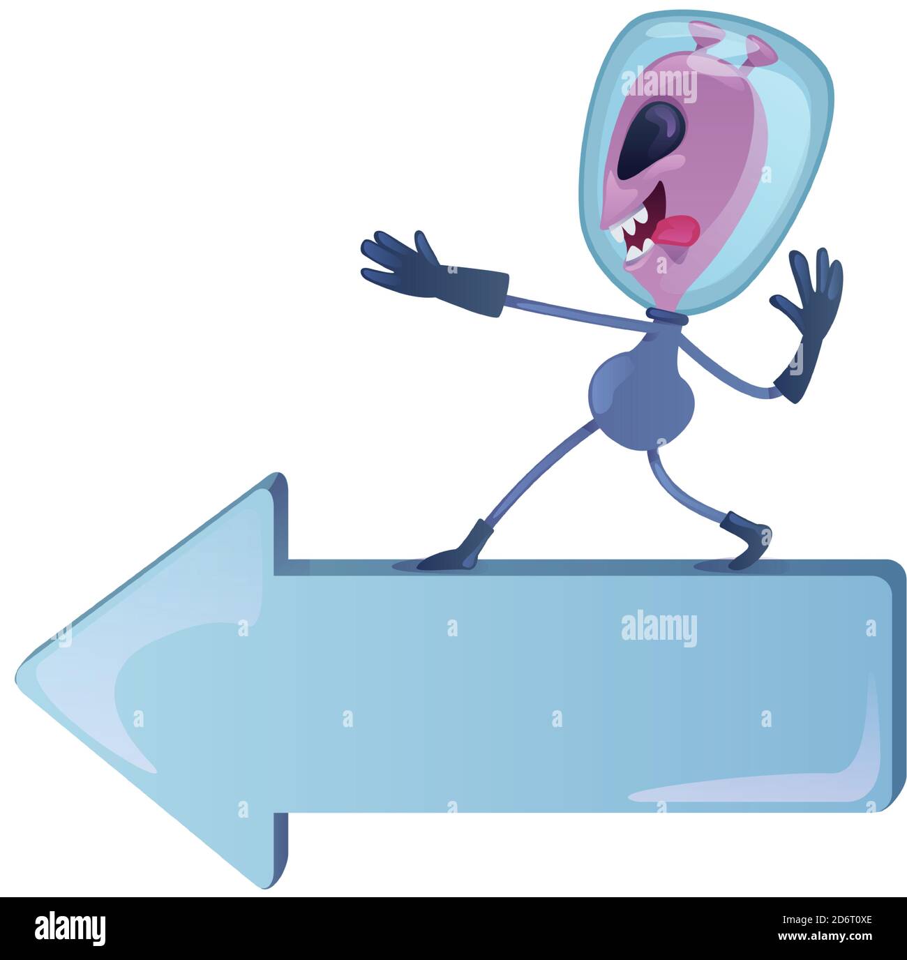 Alien standing on arrow flat cartoon vector illustration Stock Vector ...