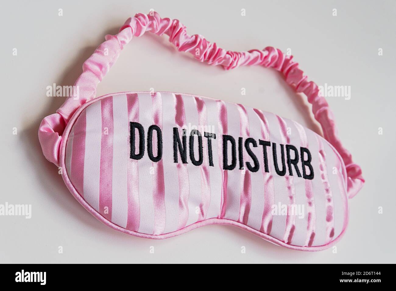 High angle of soft sleeping eye mask with Do Not Disturb embroidery ...
