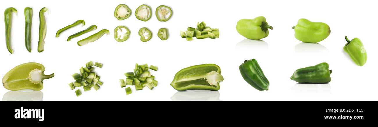 Pepper isolated on white background. A set of different photos in one ...