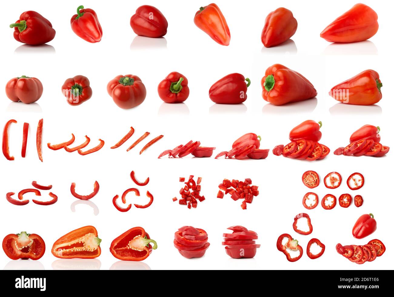 Pepper isolated on white background. A set of different photos in one ...