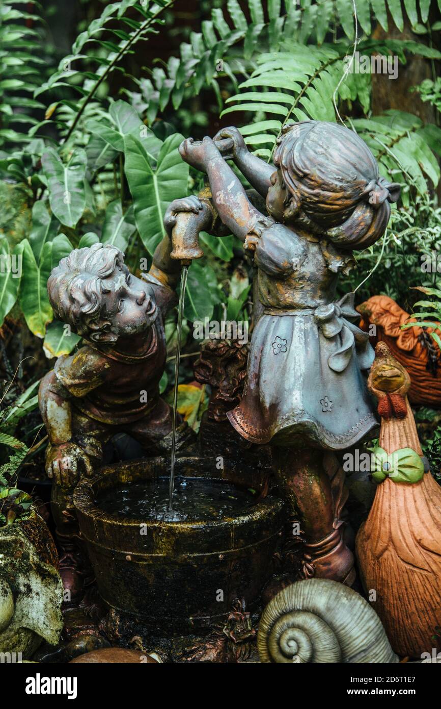 Thailand - 2019. Phuket Botanic Garden. Sculpture of children. They ...