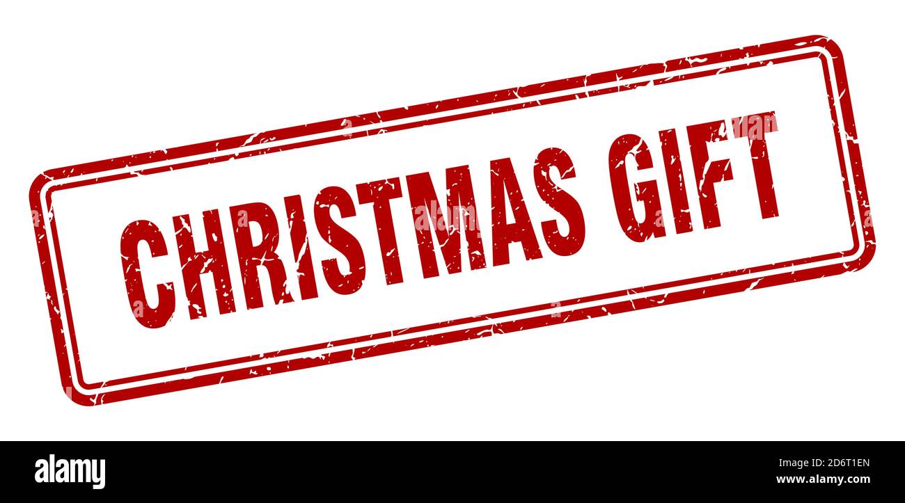christmas gift stamp. square grunge sign isolated on white background ...